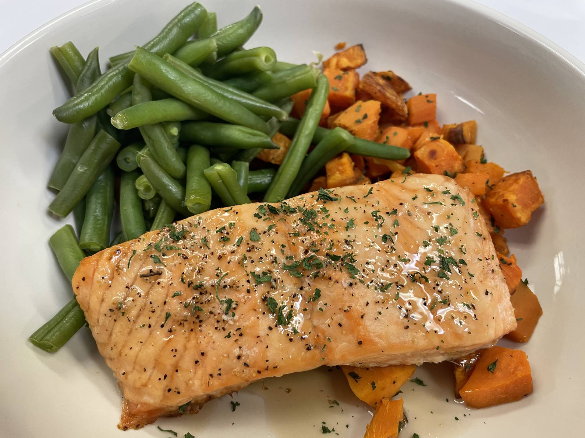 Maple Glazed Salmon with Jasmine Rice and Roast Zucchini and Squash ...